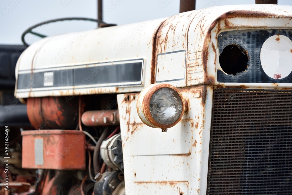 Vintage abandoned tractor front and parts close up Stock Photo | Adobe ...
