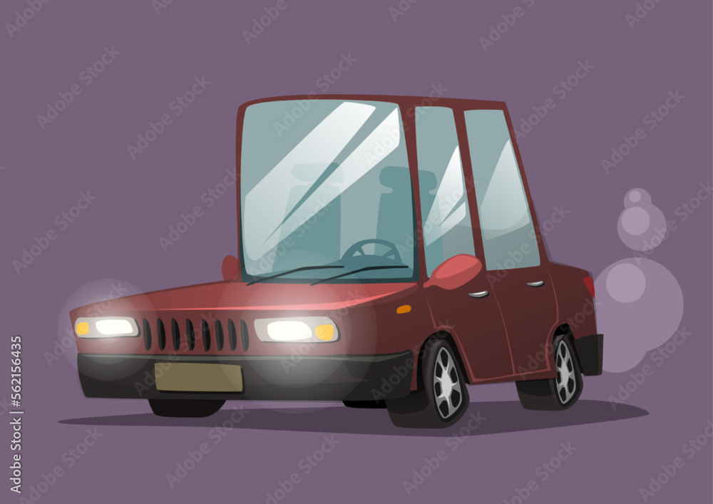Red cartoon car, vector illustration Stock Vector | Adobe Stock