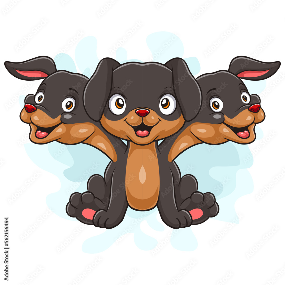 Cartoon little cerberus on white background Stock Vector | Adobe Stock