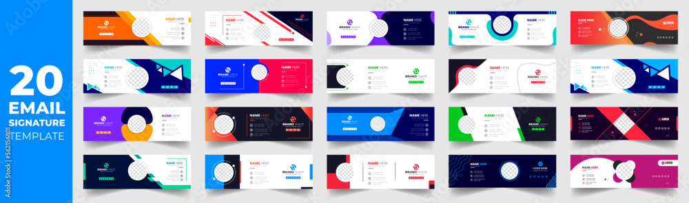 set of 20 Email Signatures Bundle mega collection, email footer ...