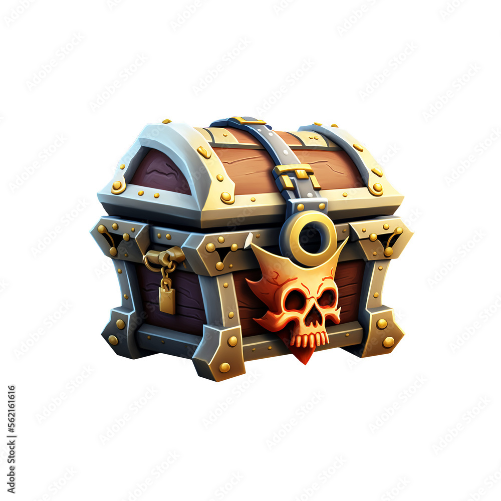 Treasure chest on transparent background. Illustration of a colorful ...