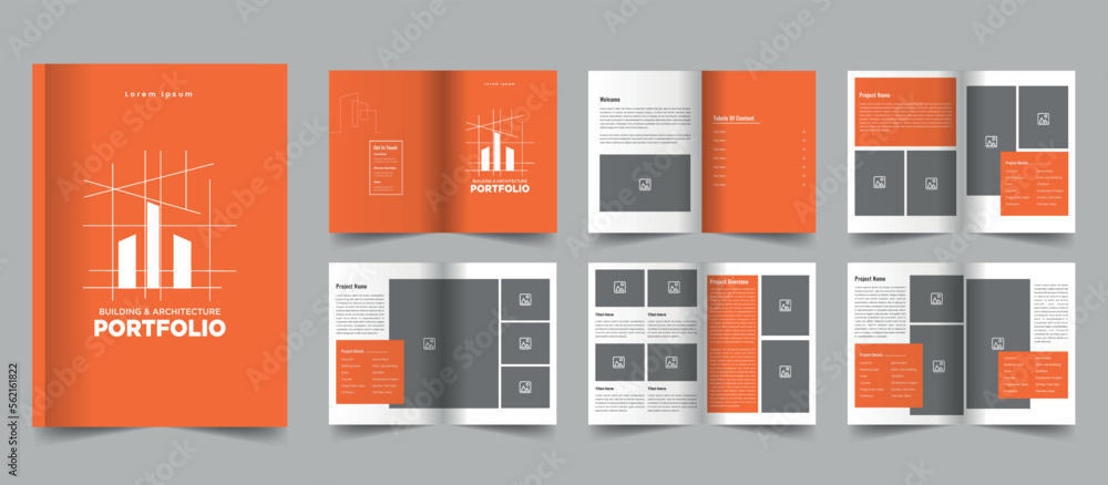 Minimalist architecture building design portfolio template, brand ...