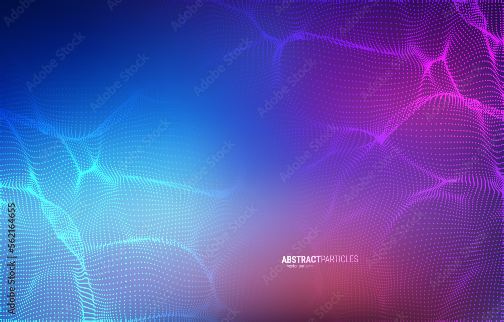 Abstract vector technology background with blue and purple wave ...