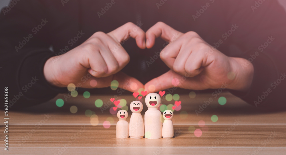 Wooden figures of family members, Family relationship, family love ...
