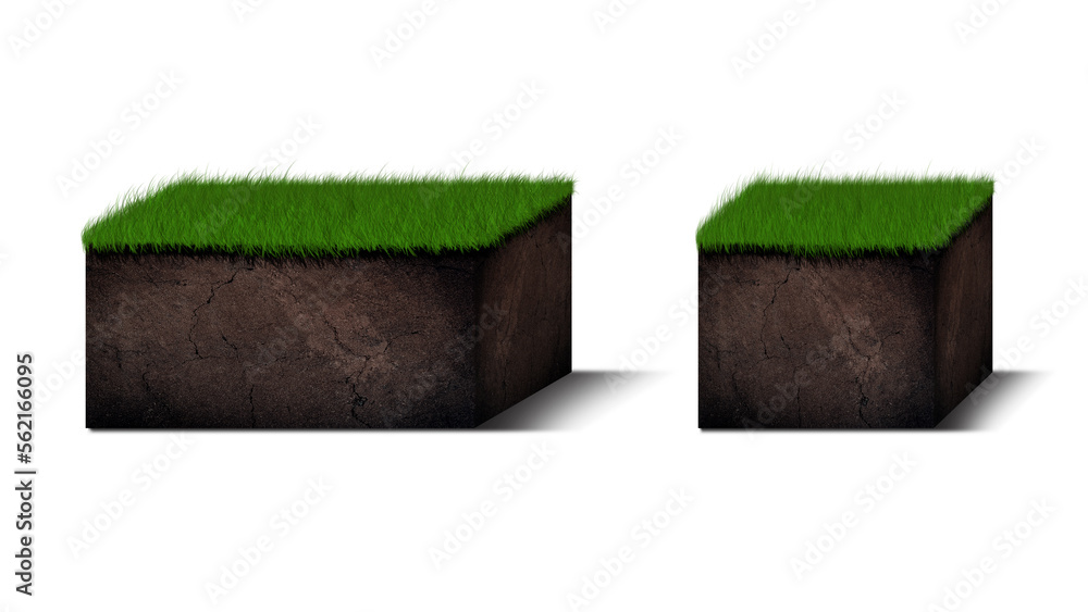 Isometric Soil Layers diagram, Cross section of green grass and ...