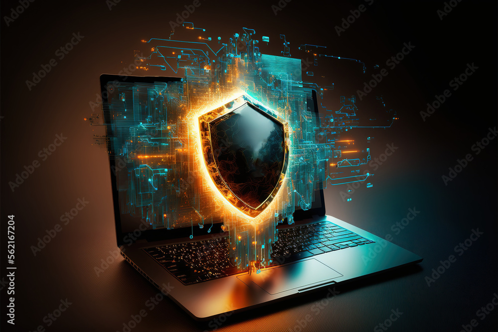 Cyber Security Data Protection Cyberattacks Concept On Blue