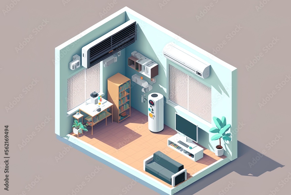 An air conditioner in a balcony-less room with no guests. Building with ...