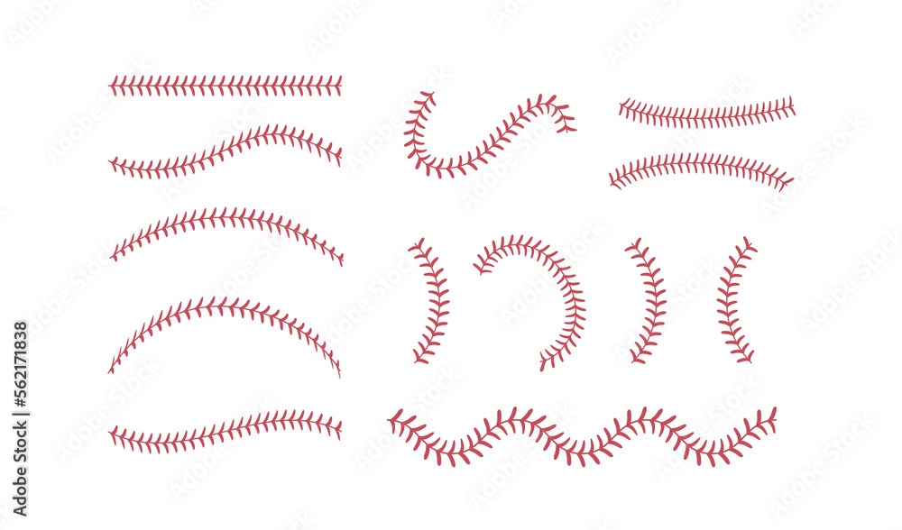 Softball Stitches. Softball laces set. Vector illustration Stock Vector ...