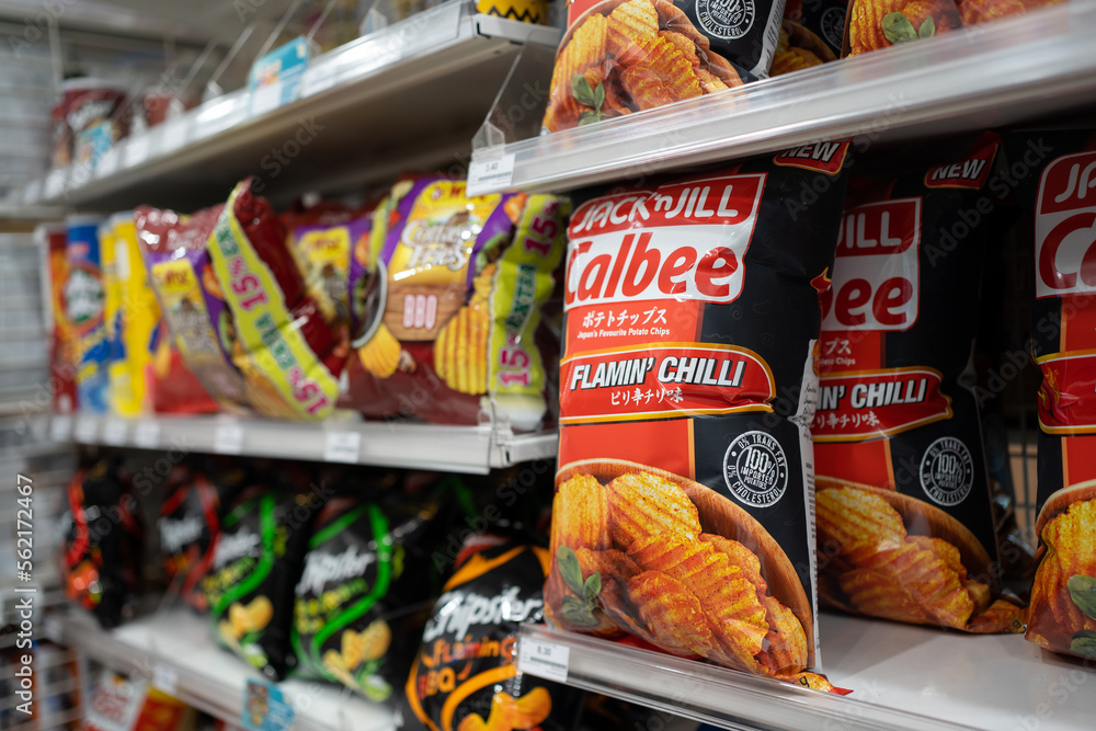 CAMERON HIGHLAND, PAHANG - APR 25, 2022: Jack n Jill Calbee Flamin ...