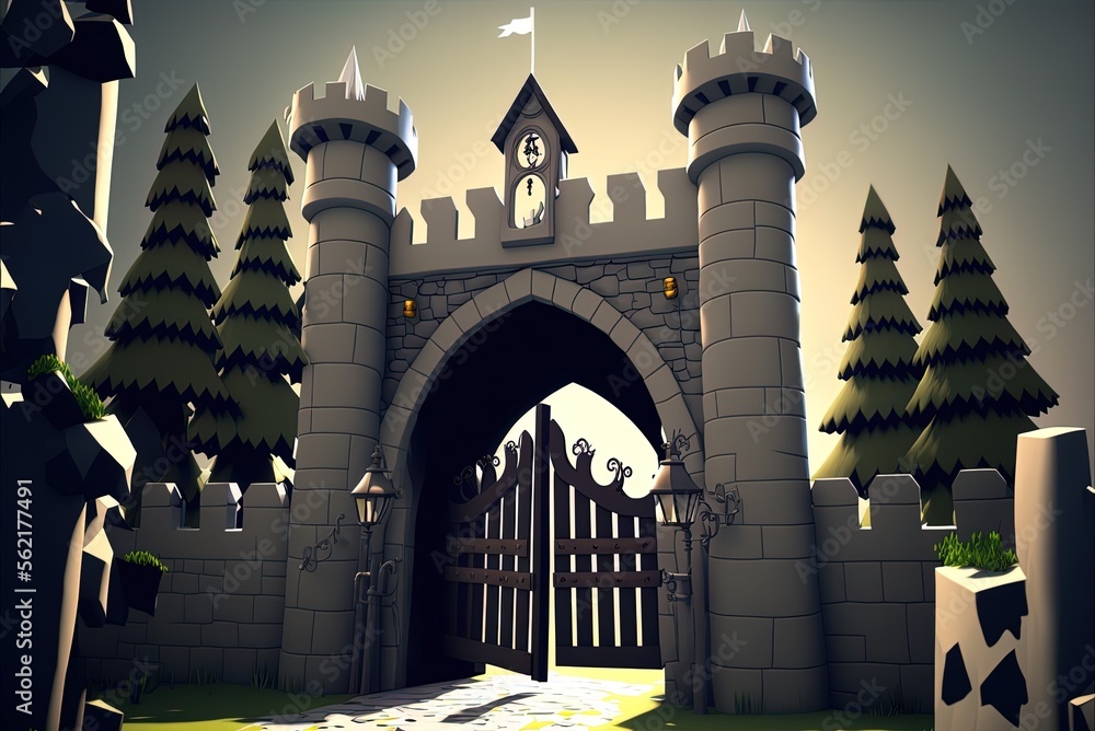 Animation of the Gates of a Medieval Castle Opening Generative AI Stock ...