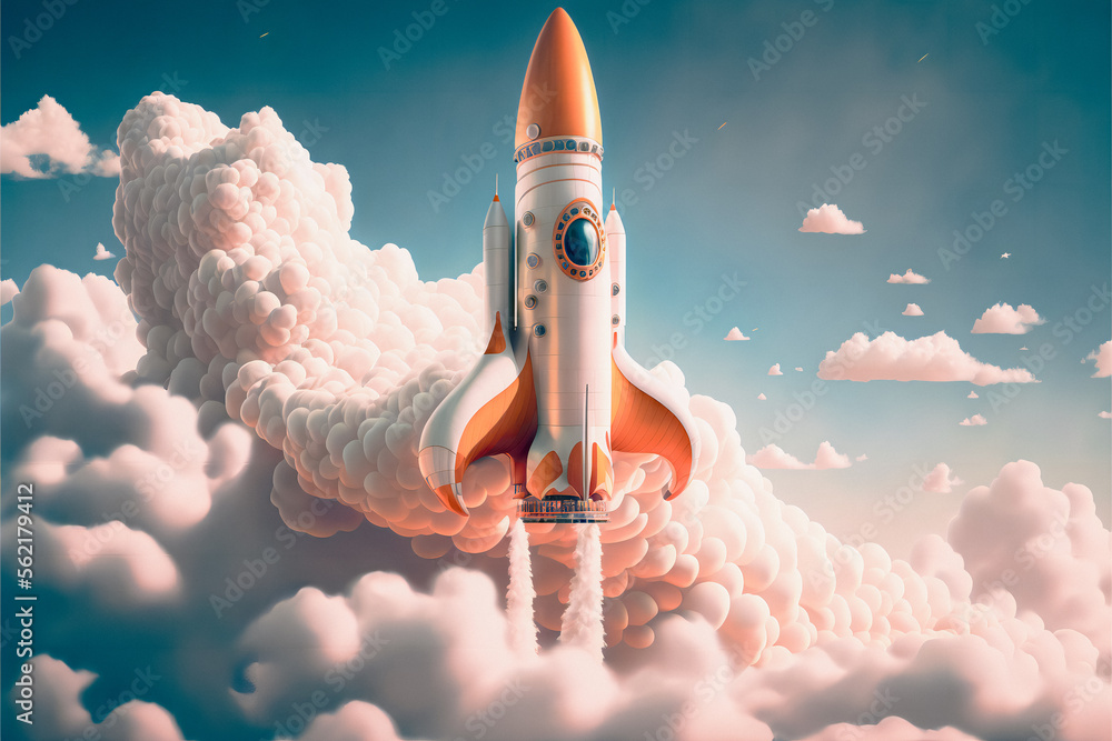 startup rocket launch concept, ai generated Stock Illustration | Adobe ...