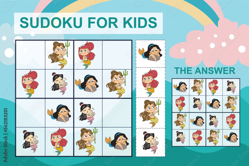 Sudoku sheet for kids. Education worksheet for children. Printable ...