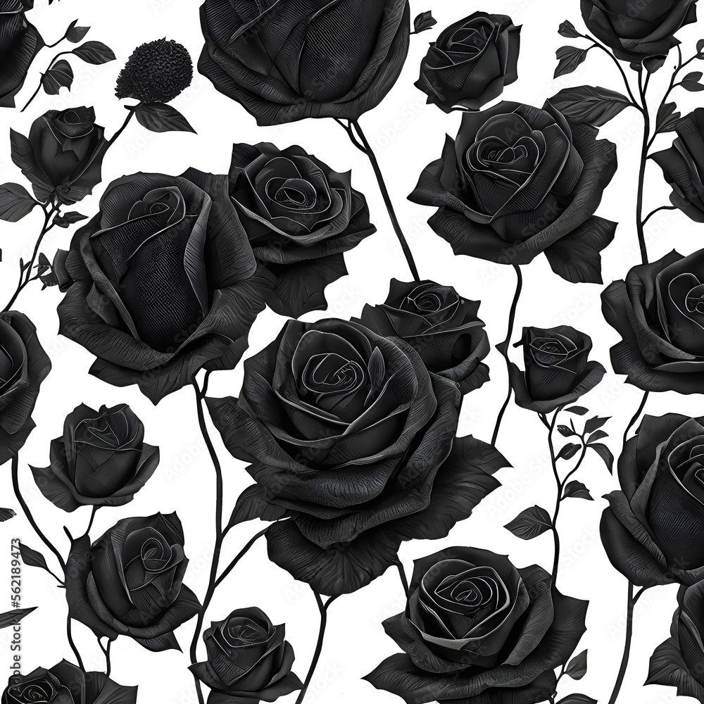 Beautiful black roses on white background Stock Illustration | Adobe Stock