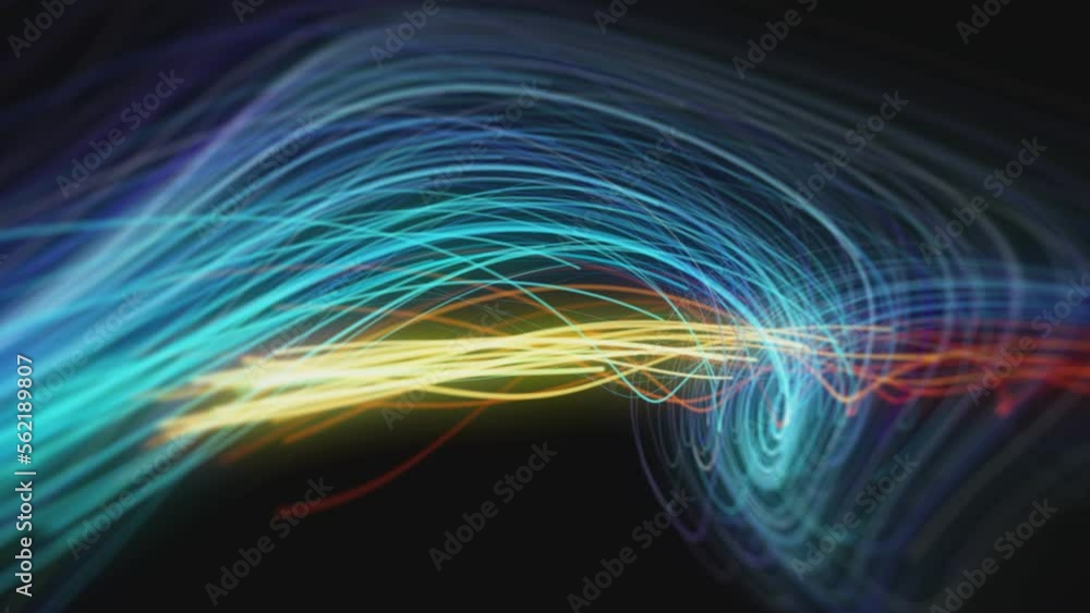 Abstract Glowing 3d Light Strings Background/ 4k animation of an ...