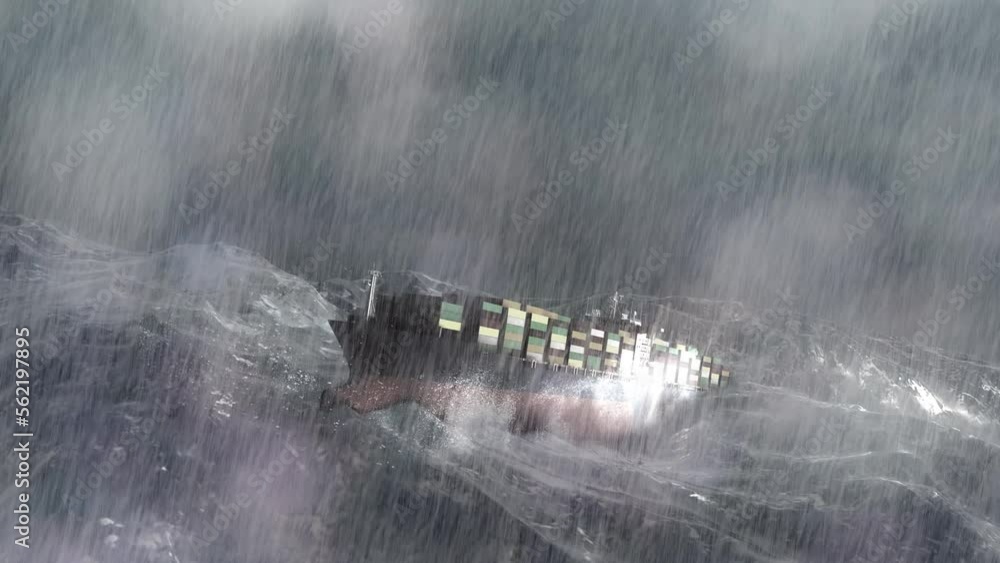 Large Cargo Ship with containers in stormy ocean,aerial Sailing ship ...