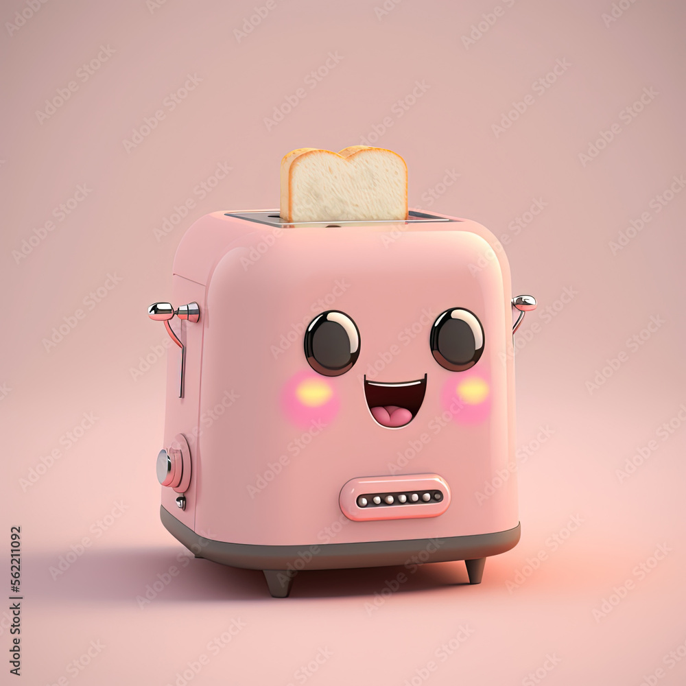 Cute Cartoon Toaster Character (Generative AI) Stock Illustration ...