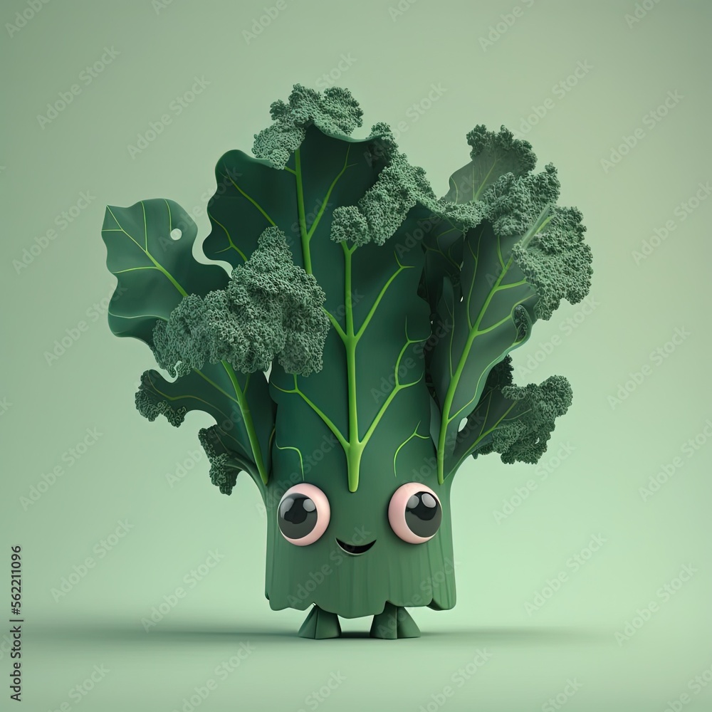 Cute Cartoon Kale Character (Generative AI) Stock Illustration | Adobe ...