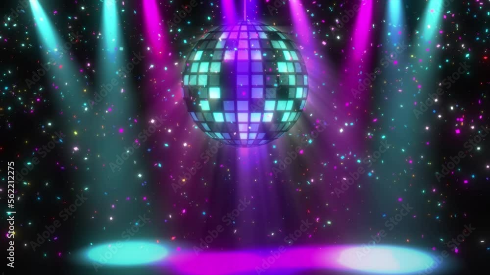 Glowing Disco Ball Moving With Stage Lights Effect Dancing And Party ...
