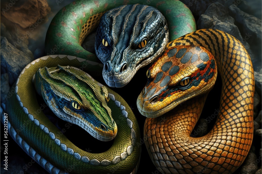 Poster Prehistoric jurassic snakes This image was created with ...