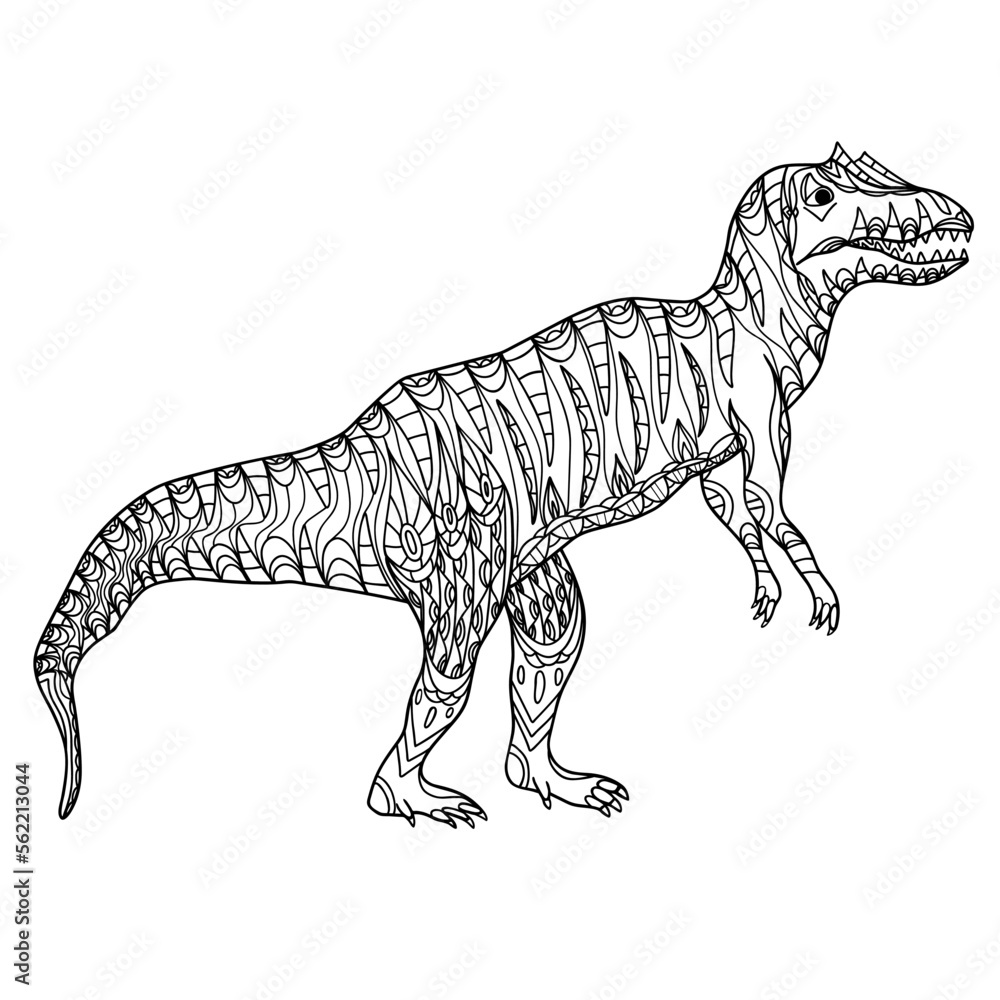 Hand drawn dinosaur ceratosaurus nasicornus. Coloring book page ...
