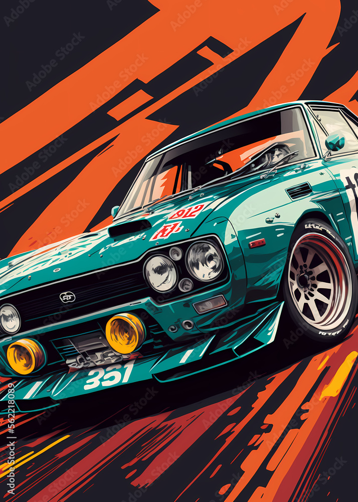 Front view of JDM sports car, digital art style, generative ai Stock ...