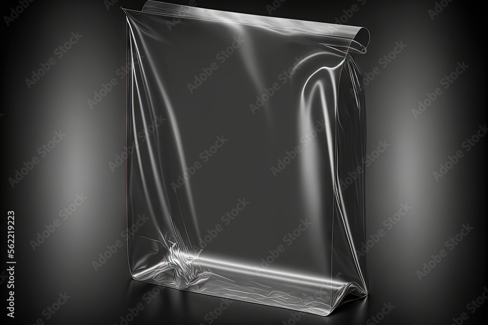plastic wrap that is transparent on a black background. blank template ...