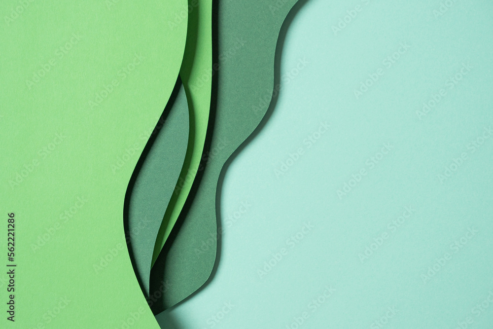 Abstract green color paper texture background. Minimal paper cut style ...
