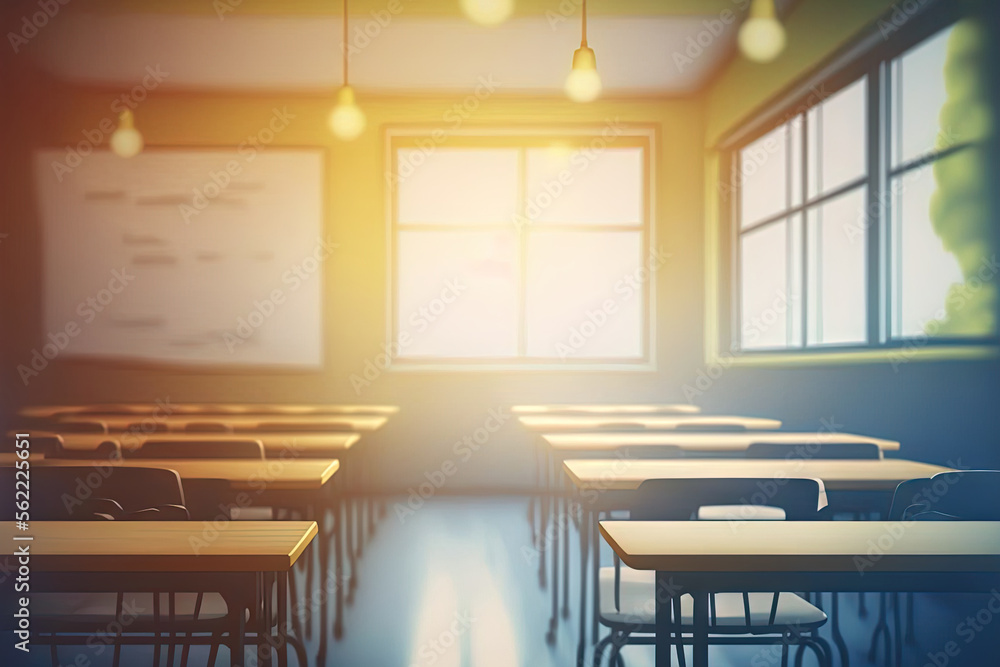Blur classroom education background empty school class lecture room ...