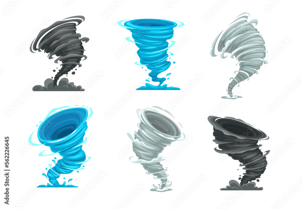 Cartoon tornado storm or cyclone hurricane twister, vector whirlwind or ...