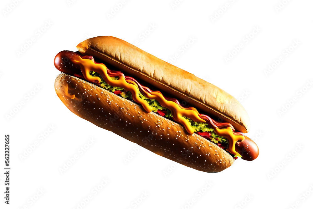Hot dog with ketchup and mustard, cutout on transparent background, PNG ...