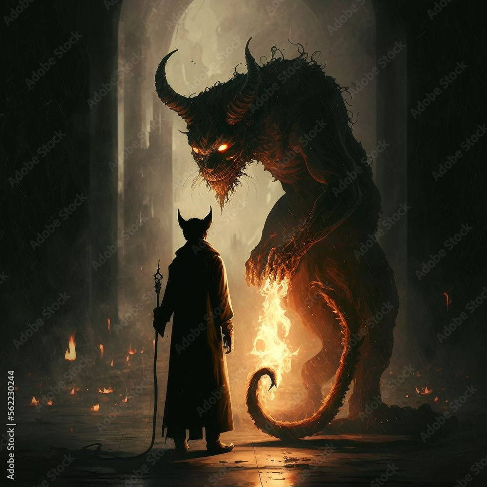 The Diabolical AI: Neon Render of an Infernal Demon Tormenting the ...