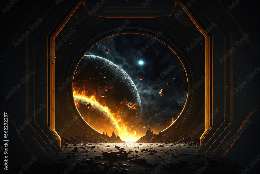 ภาพประกอบสต็อก explosion in the space negative space background - free ...