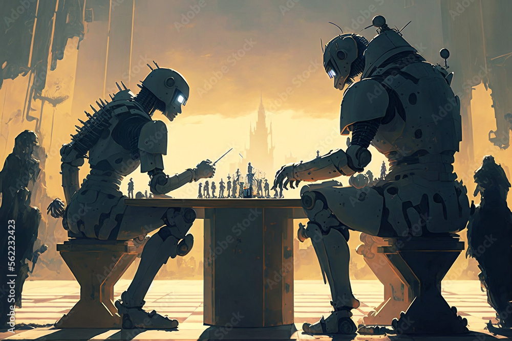AI's Endgame The Chess Match in a post-apocalyptic world, Two AI Robots ...