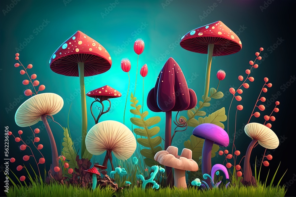 Mushroom, fern, and cactus from Set 1 of Beautiful and Strange Plants ...