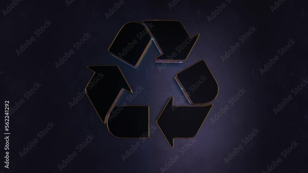 3D Golden Blue Shiny Recycling Symbol Animation Abstract Background 4K ...