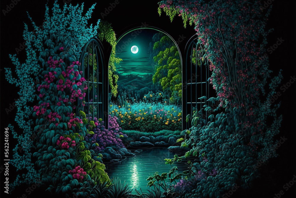Fantasy Garden At Night