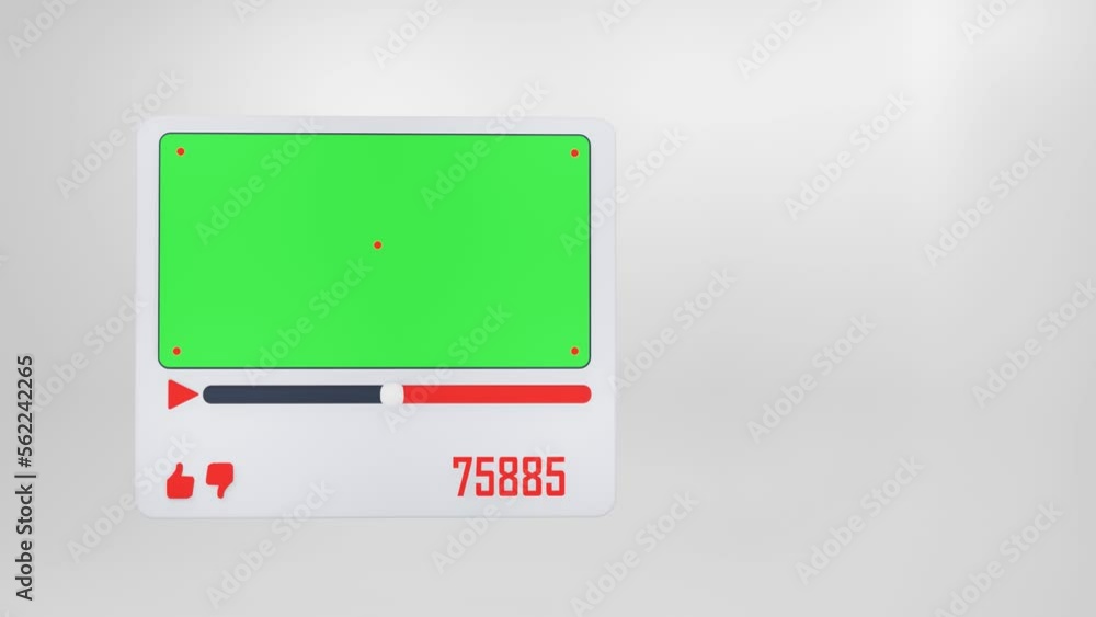 3d video showing green screen video player screen. On the player screen ...
