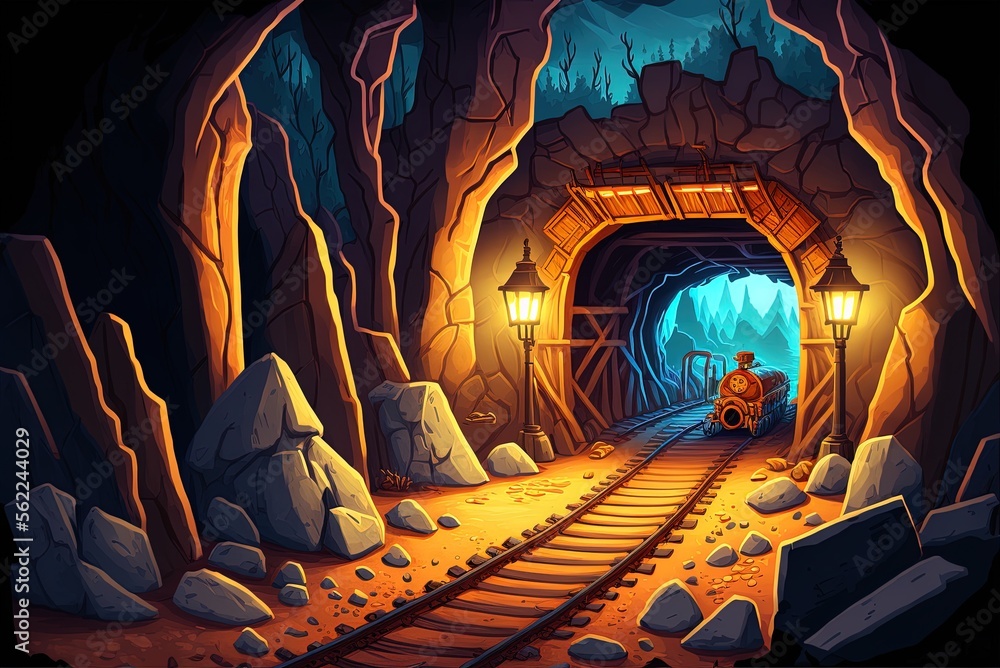 Caricature of a Gold Mine and a Cave Full of Treasure Generative AI ...