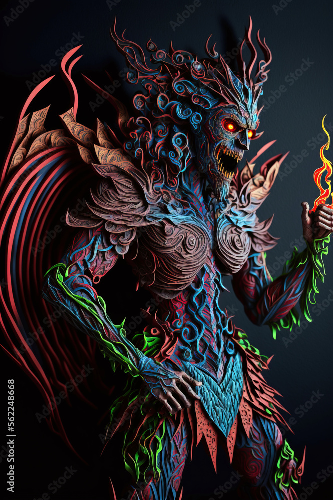 Demon from hell; papercraft style Stock Illustration | Adobe Stock