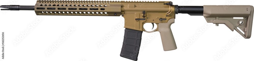 Beige colored assault rifle with a high capacity magazine Stock ...