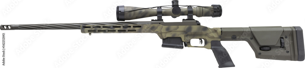 Spiral fluted barrel on a bolt action rifle with scope Stock ...