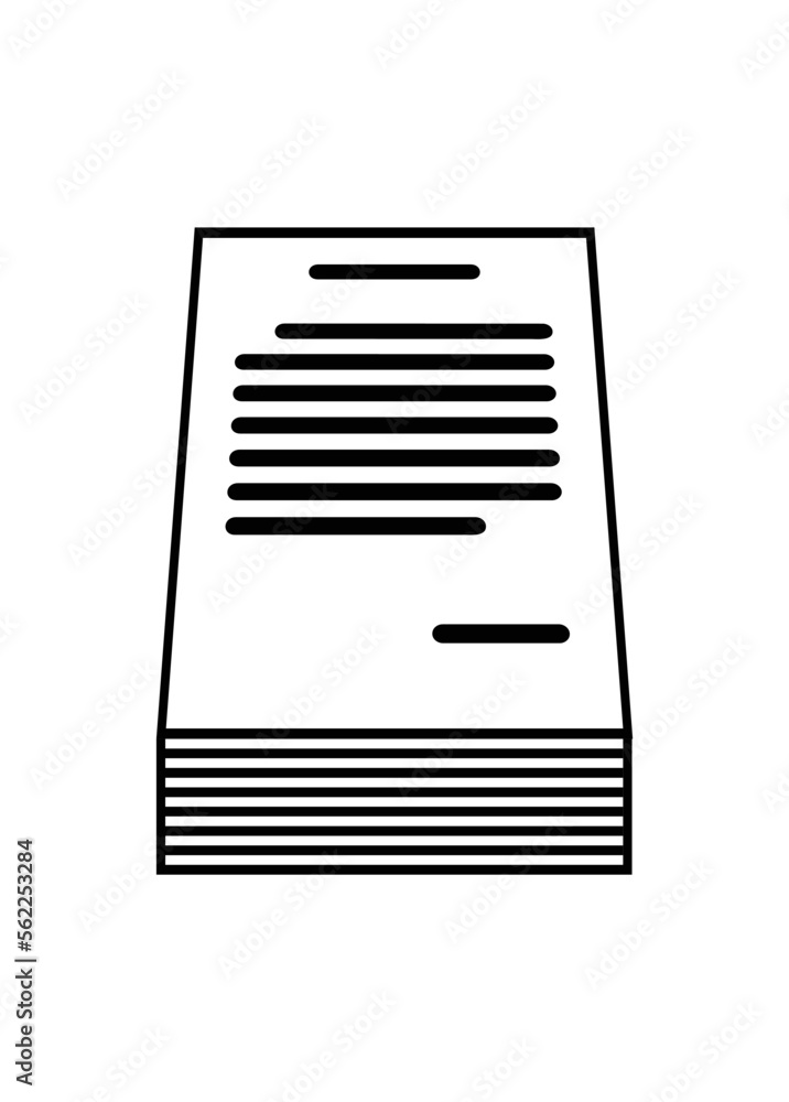 Document paper stack in perspective view. Simple illustration in black ...