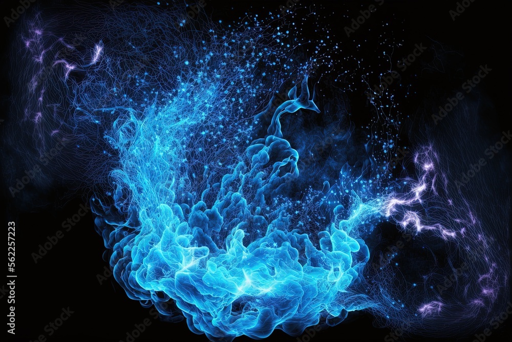 Sparks of blue fire overlay the magical radiance. Generative AI Stock ...