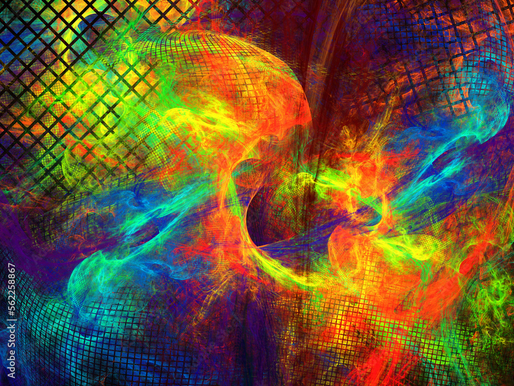 Imagen de arte digital fantástico compuesta de una rejilla oscura ...