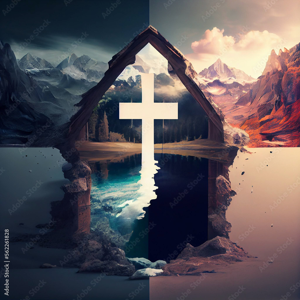 religious iconography: Christian cross (generative ai content) Stock ...