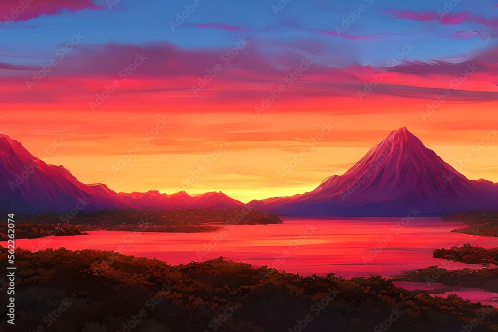 Mystical Fantasy Anime Scenery, Sunsset Scenery, Anime Scene Background ...