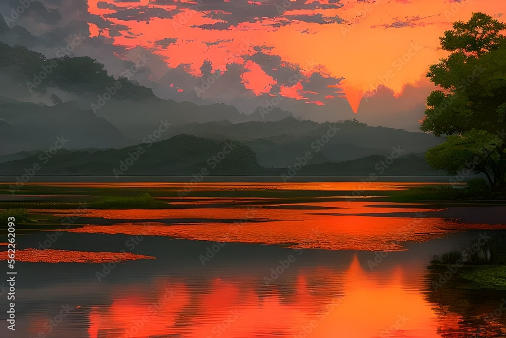 Mystical Fantasy Anime Scenery, Sunsset Scenery, Anime Scene Background ...