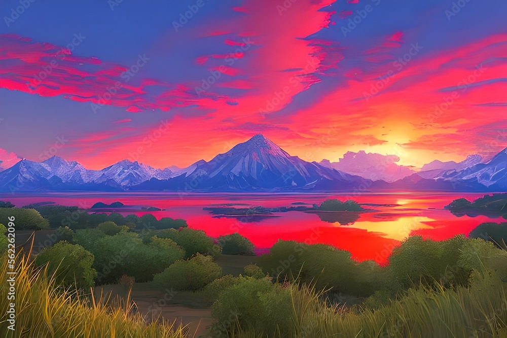 Mystical Fantasy Anime Scenery, Sunsset Scenery, Anime Scene Background ...