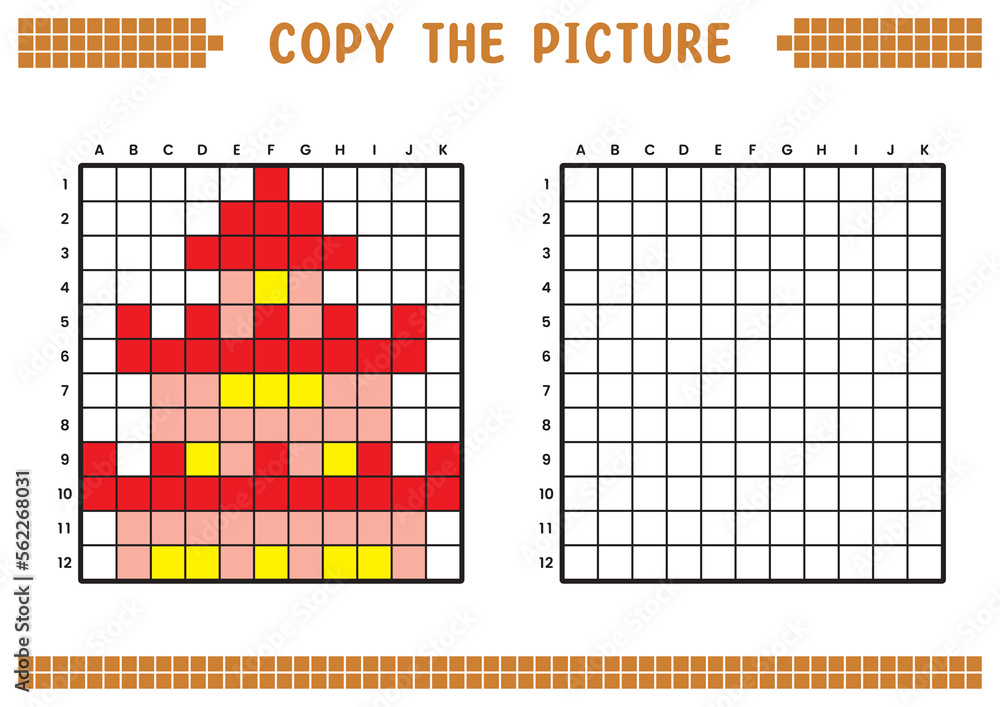 Copy the picture, complete the grid image. Educational worksheets ...