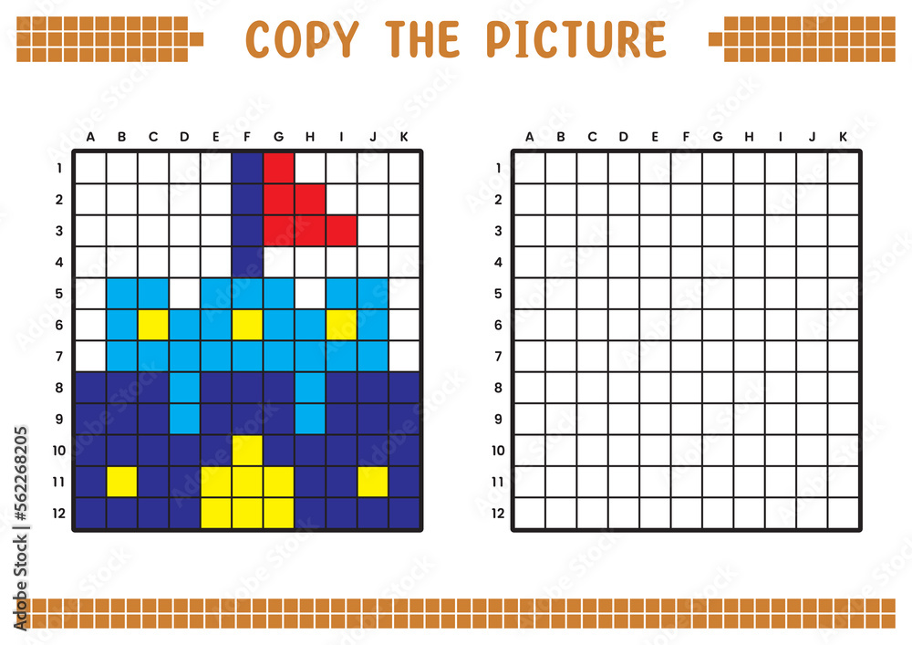 Copy the picture, complete the grid image. Educational worksheets ...